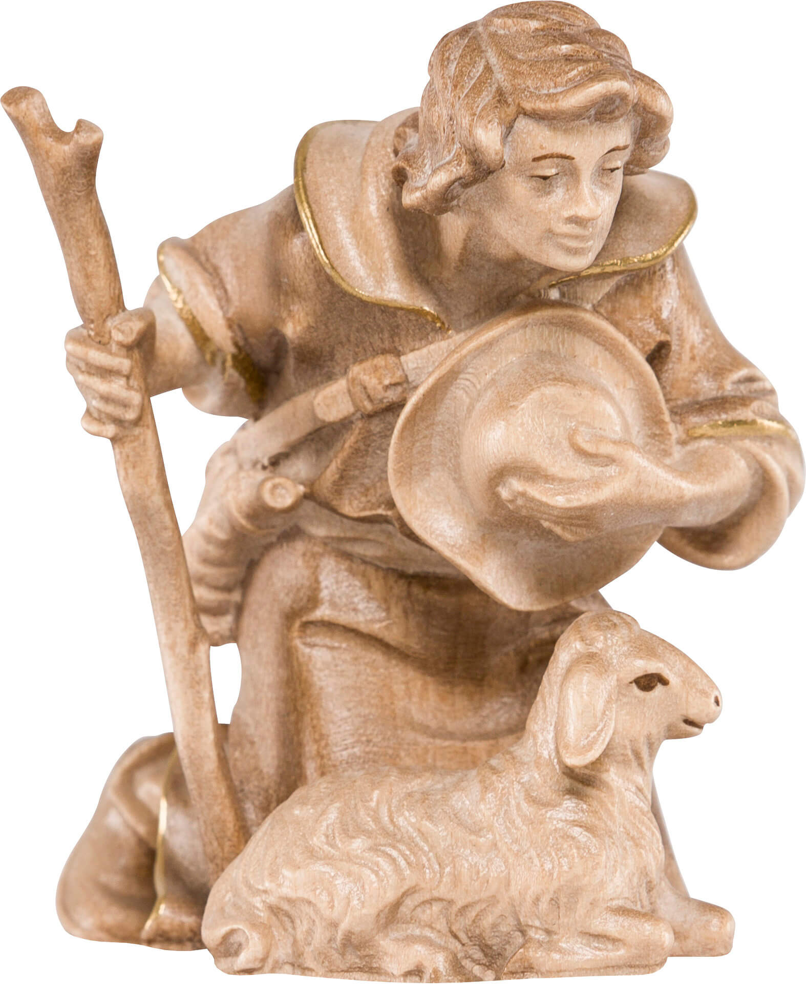 Kneeling Shepherd with Stick and Sheep
