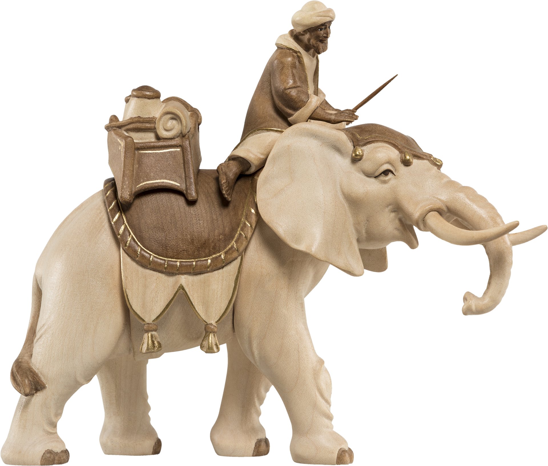 Elefant mit Reiter und Gepäck - Lignoma-Krippe Alpenländisch