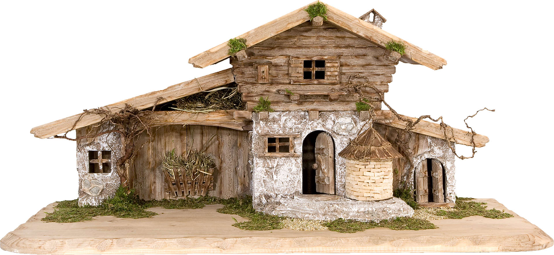 Krippenstall "Saslong" aus Holz für Ihre Weihnachtskrippe