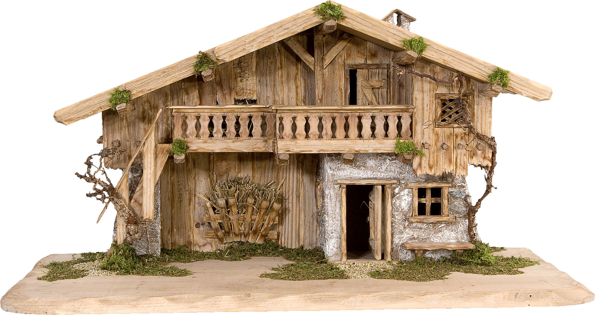 Großer Krippenstall "Puez" aus Holz für Ihre Weihnachtskrippe