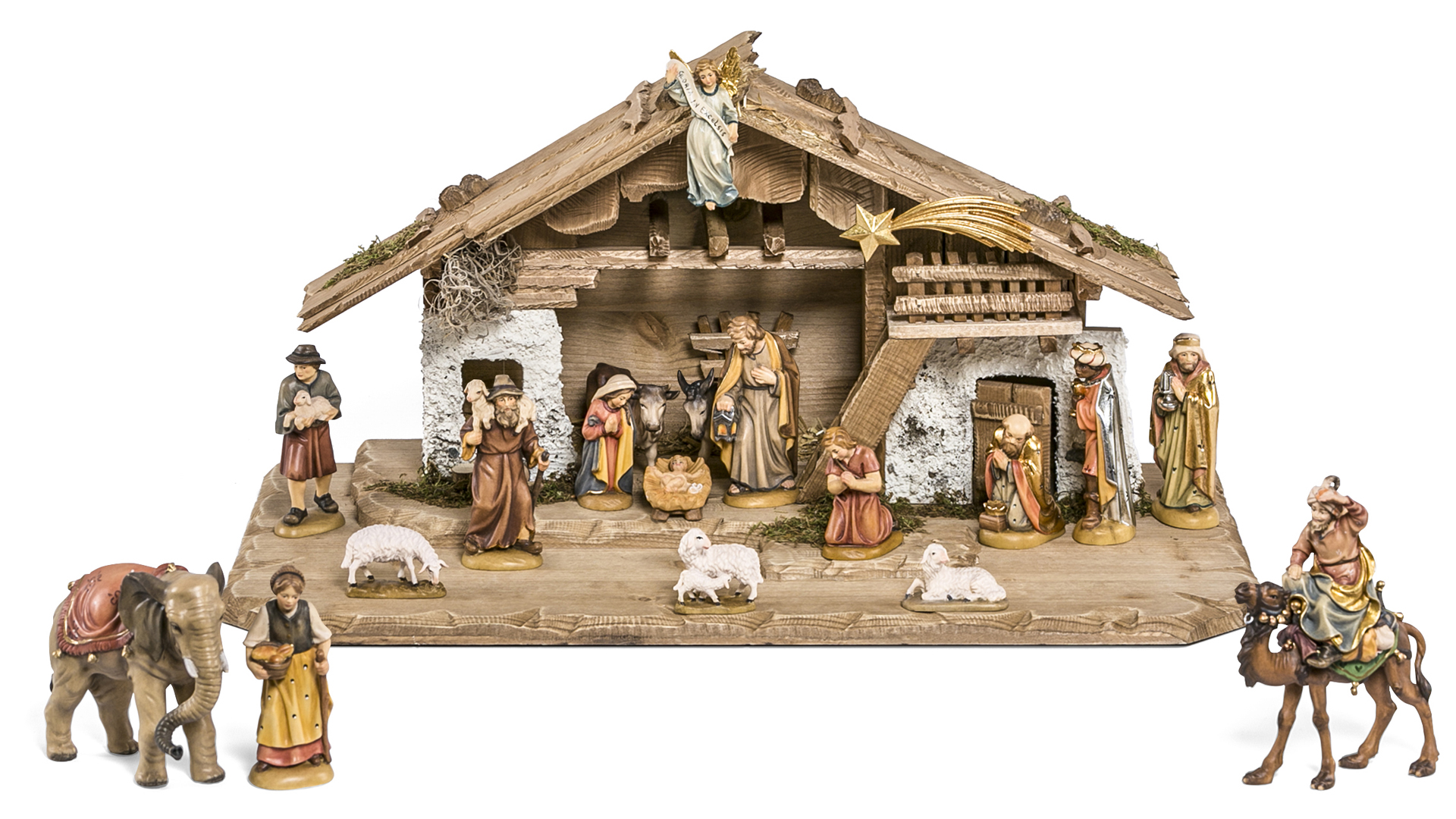 Set 20-teilig mit Krippenstall - Bauern-Krippe