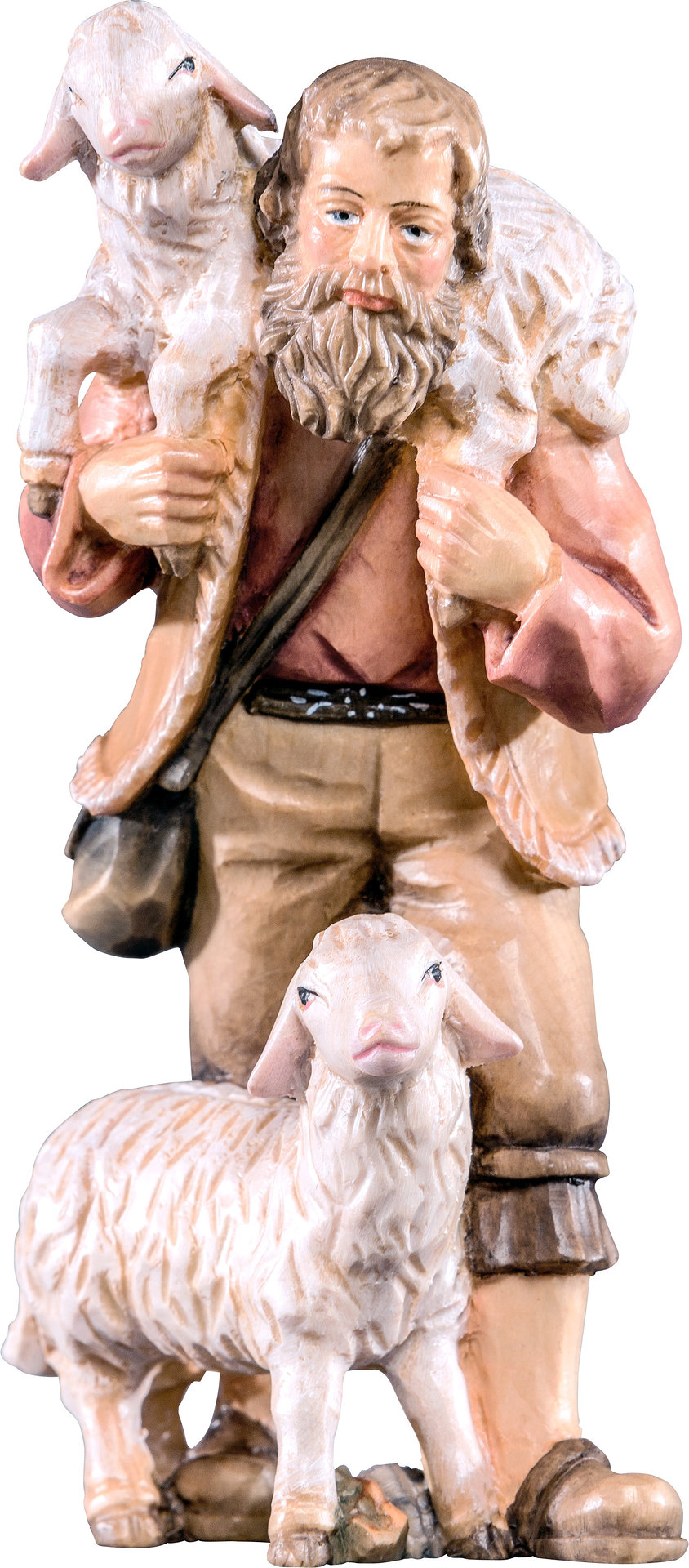 Shepherd with 2 sheep