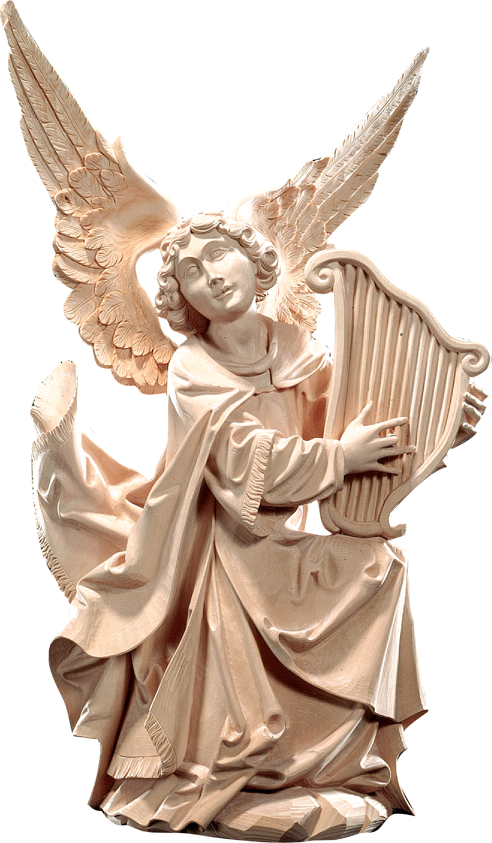 Genuflected angel with harp